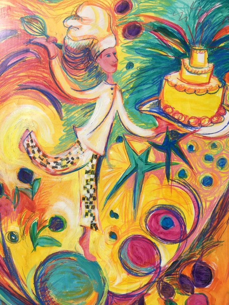 The Pastry Chef, Paint Happy Original Art Painting by Cristina Acosta ...