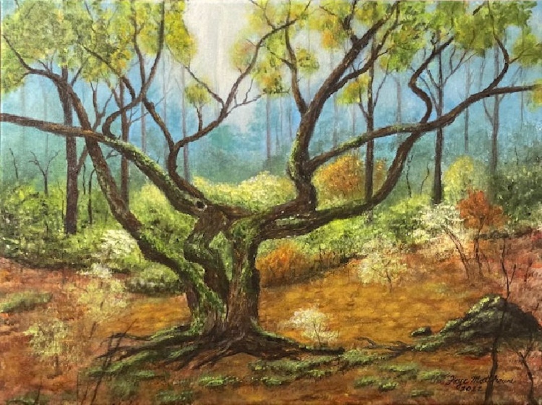 Gnarly Oak Tree Original Impressionist One-of-a-kind Landscape Acrylic ...
