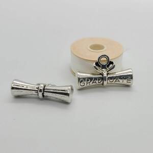 Silver Color Graduate Diploma Charm Pendant, Graduate Diploma Charm ...
