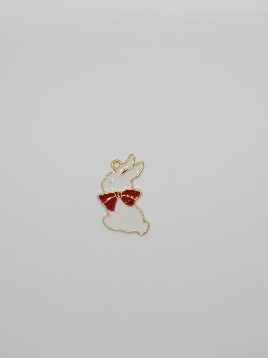 Golden Bunny With Red Neck Bow Charm Pendant Golden Rabbit - Etsy