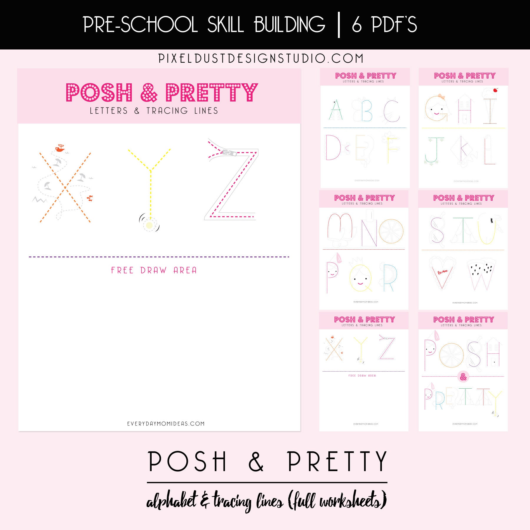 Posh & Pretty / Learning Alphabet Tracing Worksheet Set / Letter ...