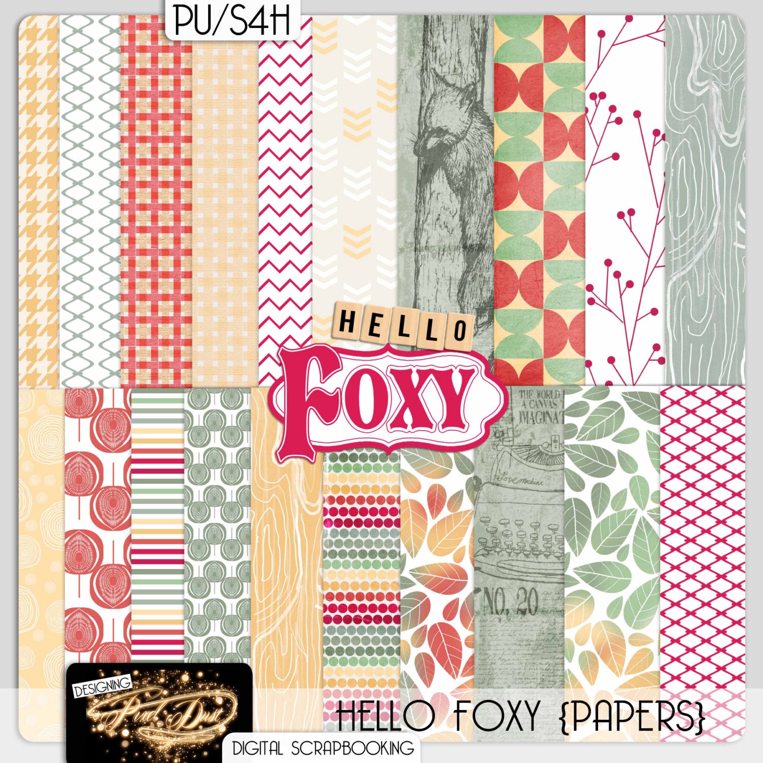 Hello Foxy Digital Scrapbooking Mega Kit - Etsy