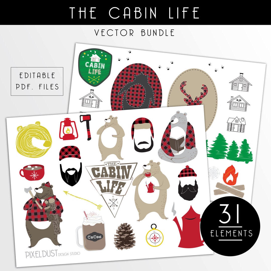 The Cabin Life Vector Bundle (clip Art) - Etsy