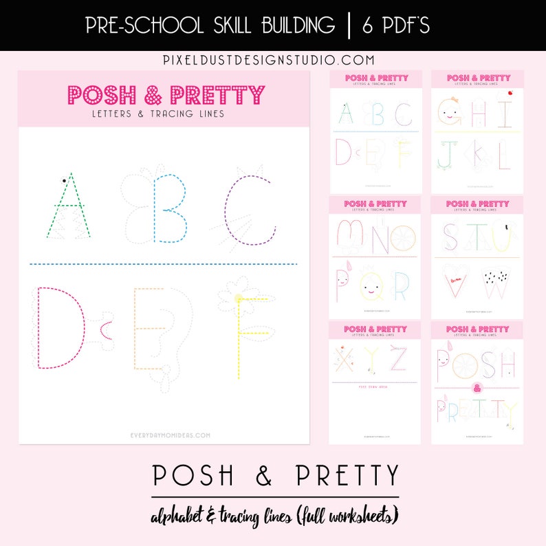 Posh & Pretty / Learning Alphabet Tracing Worksheet Set / Letter ...