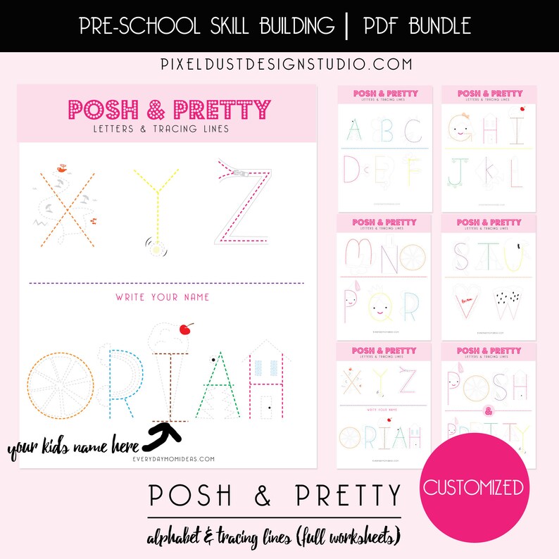 Custom Made - Posh & Pretty / Learning Alphabet Tracing Worksheet Set ...