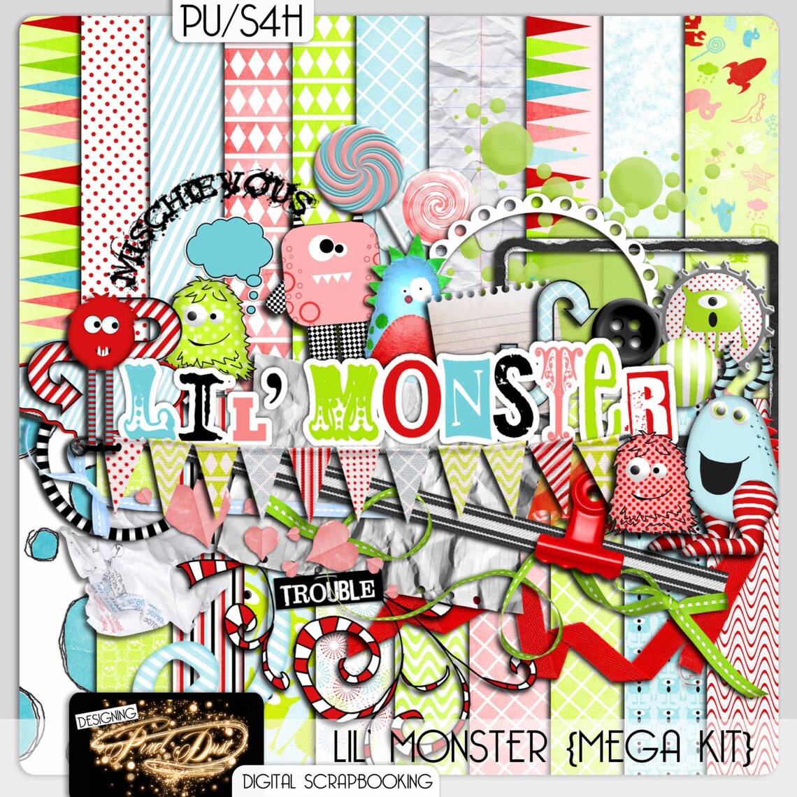 Lil' Monsters (digital Scrapbooking Mega Kit) - Etsy