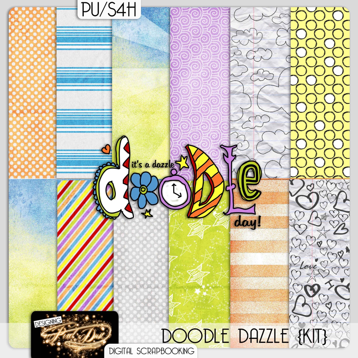 Doodle Dazzle Day (digital Scrapbooking Kit) - Etsy