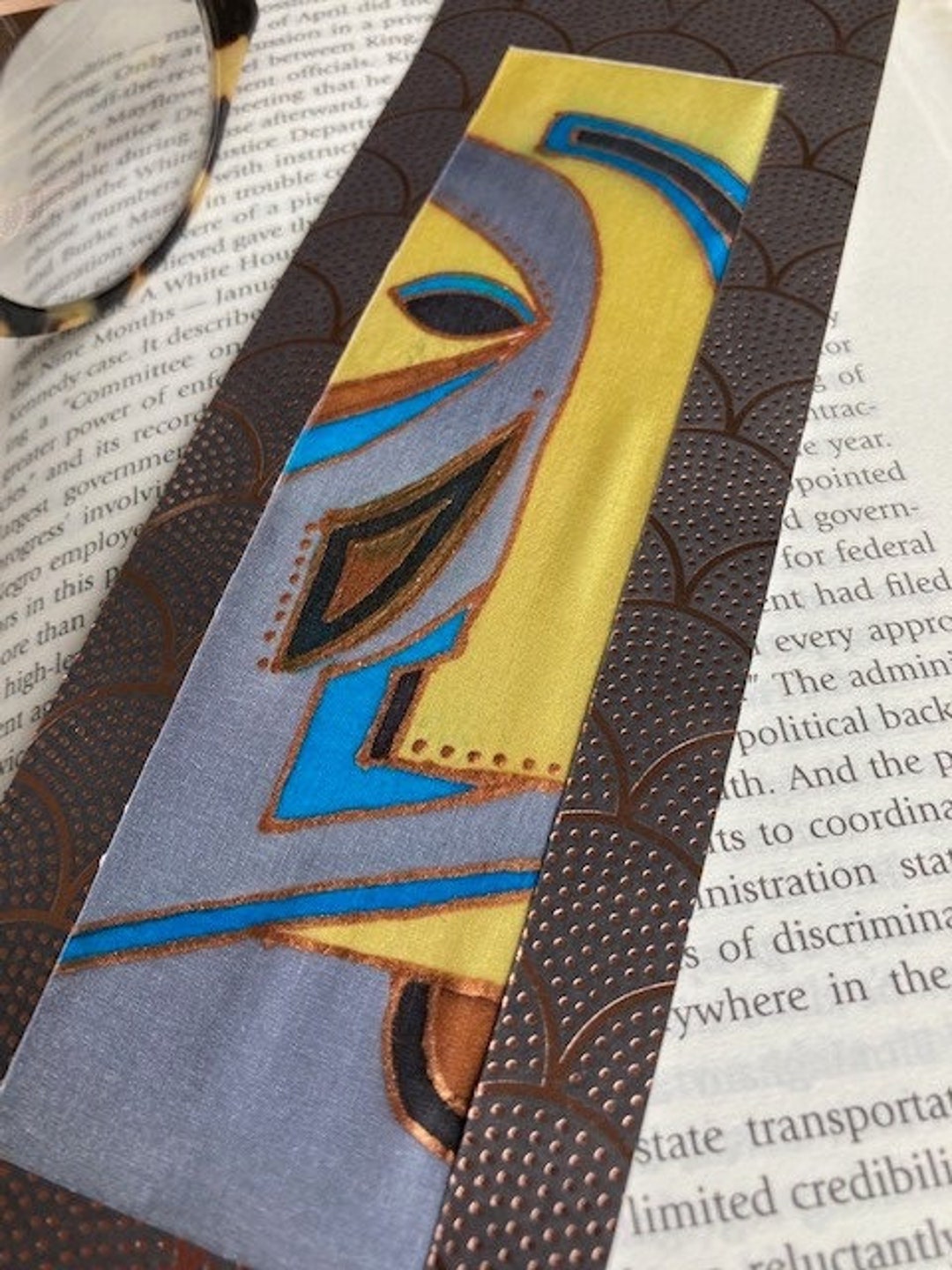 African Mask Silk Painted Bookmark - Etsy