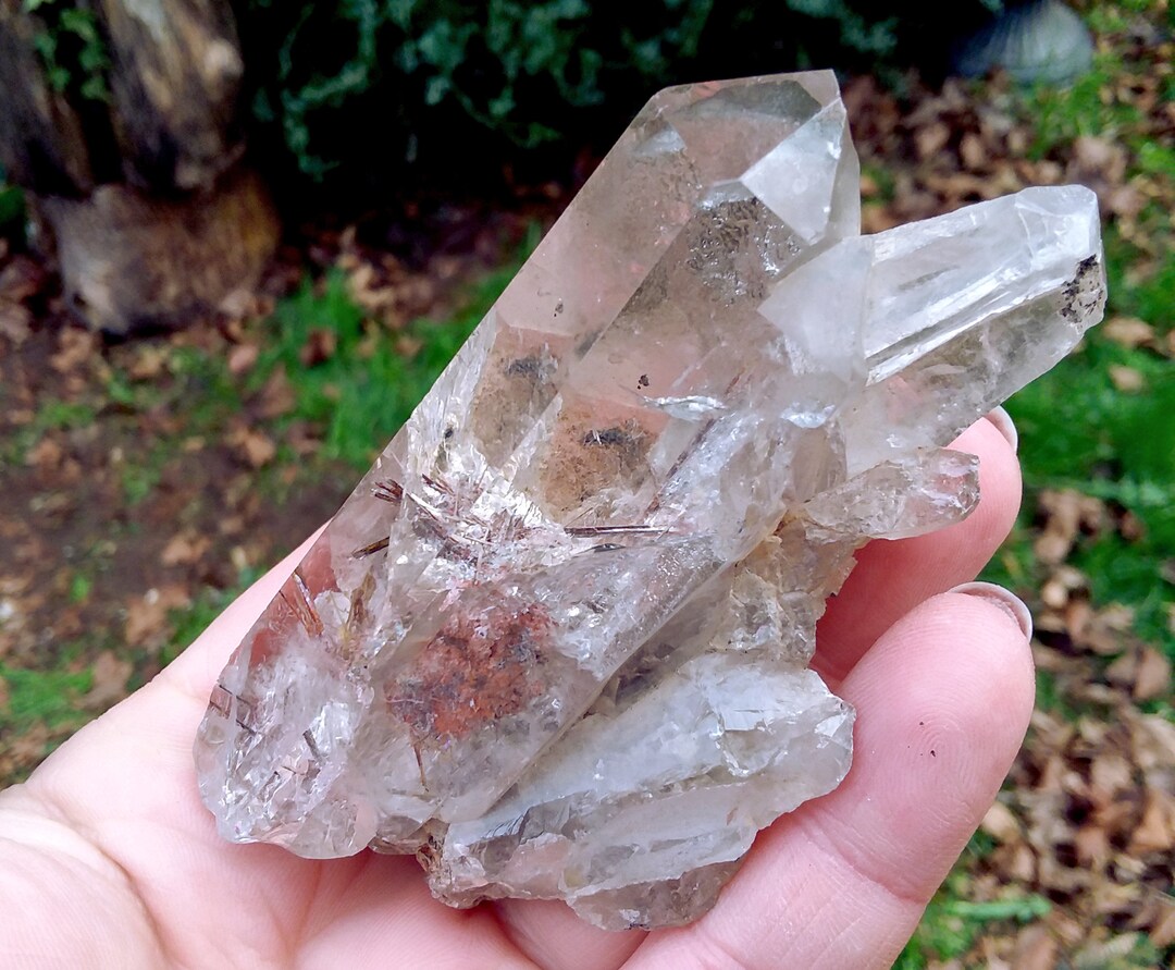 Red Epidote Rutilated Hair Quartz Crystal Cluster Specimen - Etsy