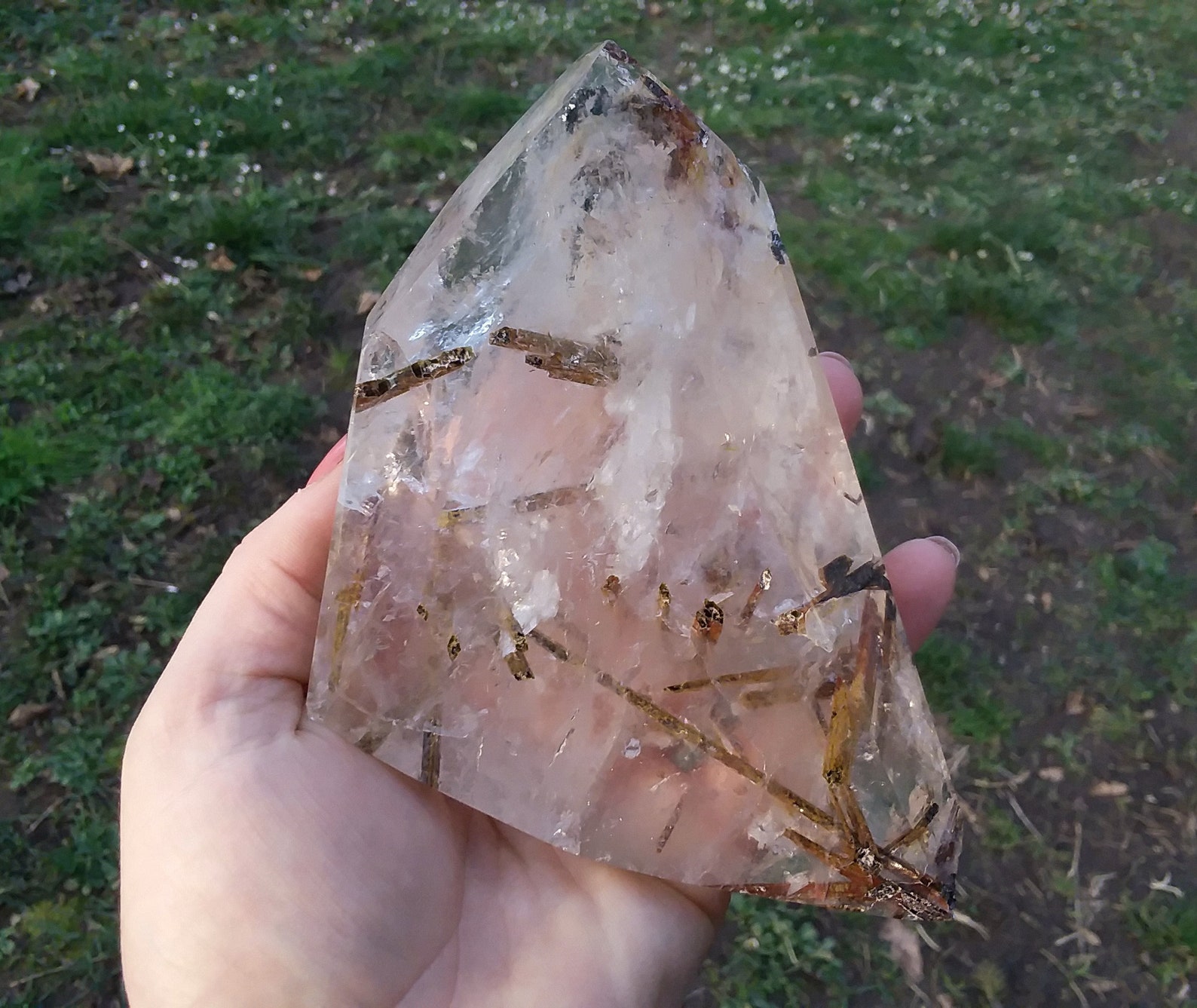 STUNNING Large Rutile Green and Red Epidote Crystal Quartz Specimen 5.5 ...