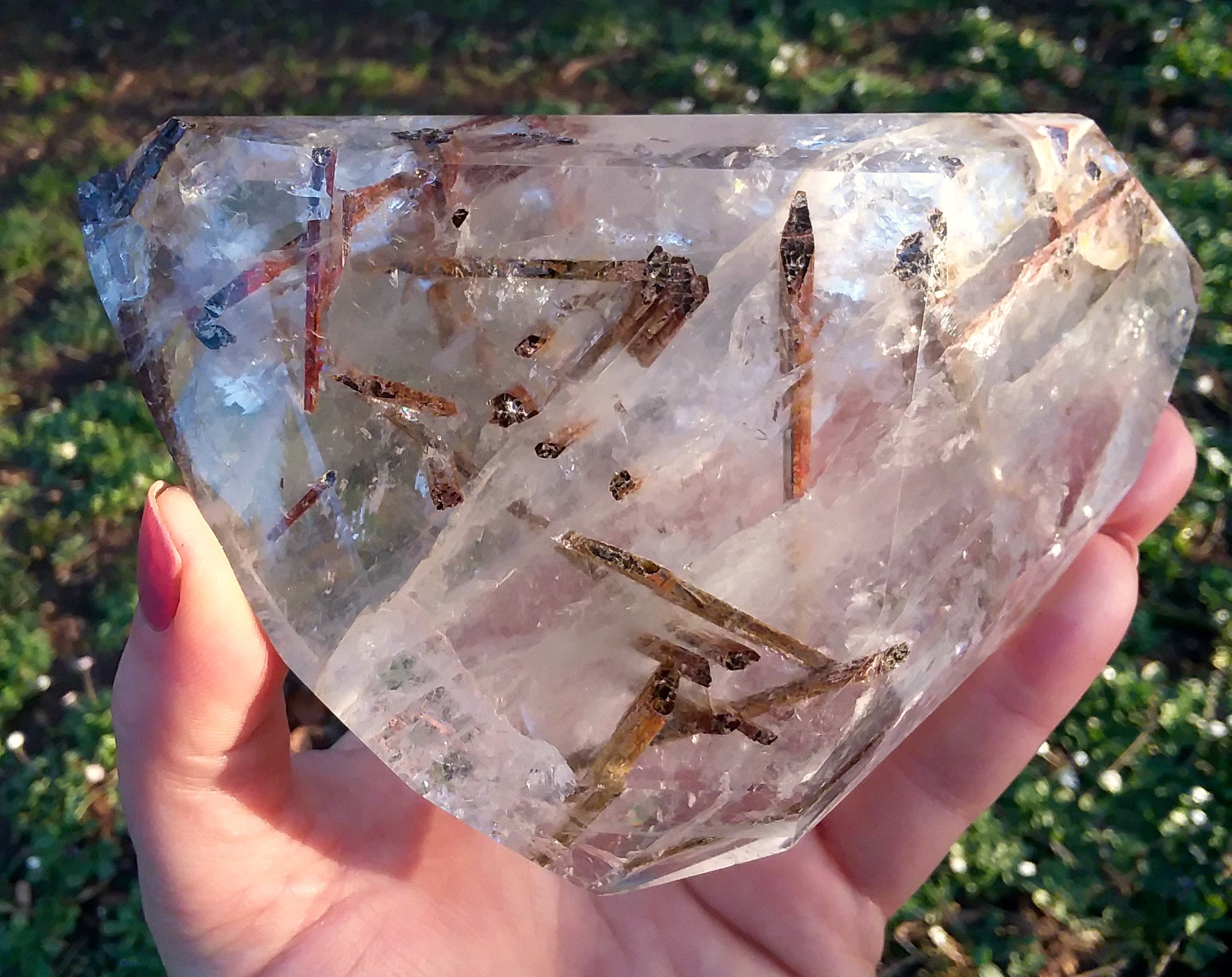 STUNNING Large Rutile Green and Red Epidote Crystal Quartz Specimen 5.5 ...