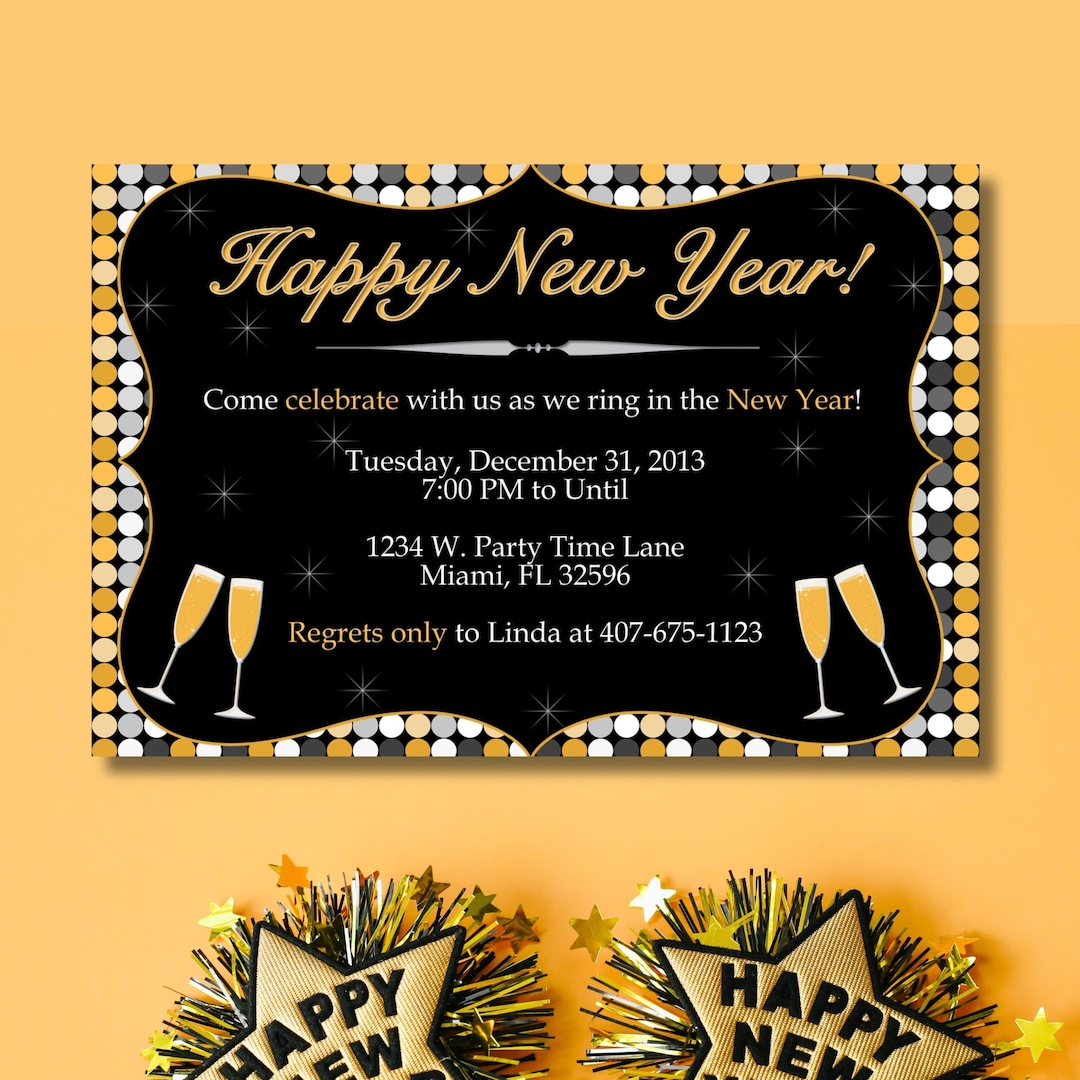Happy New Year Invitation, NYE Party, New Year's Eve Party, NYE ...