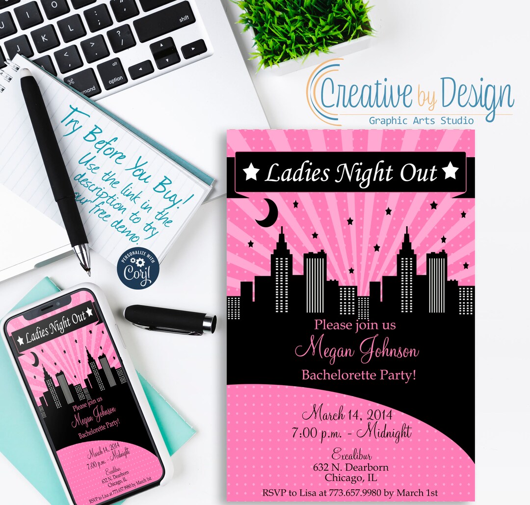 Ladies Night Out Invitation Girls Night Out Invite Bridal - Etsy Australia