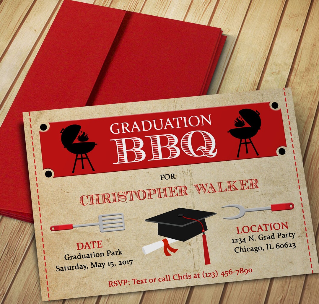 Personalized Graduation Invitation & Announcement BBQ Graduation Party ...