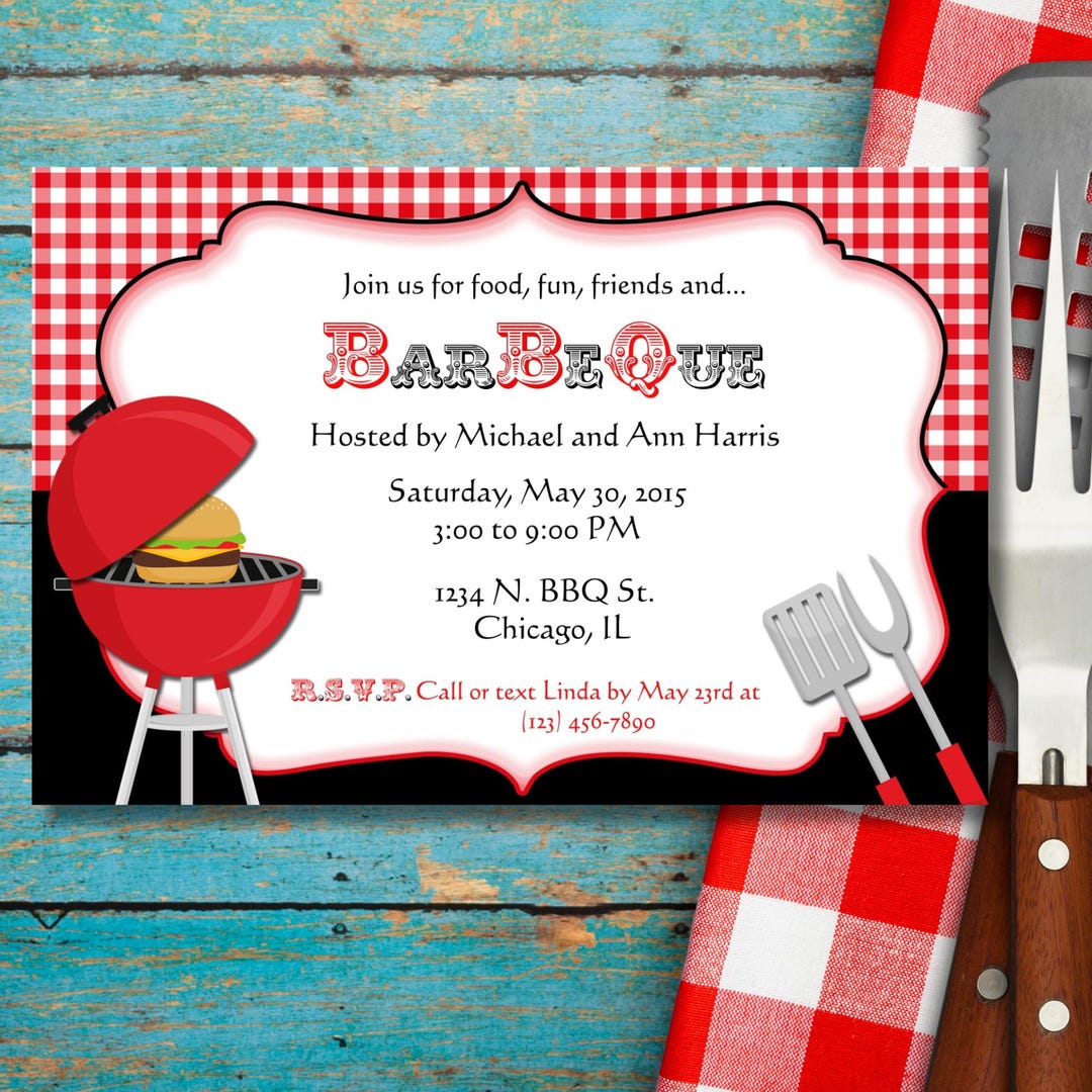 Summer BBQ & Family Reunion Invitation Template | Editable Cookout ...