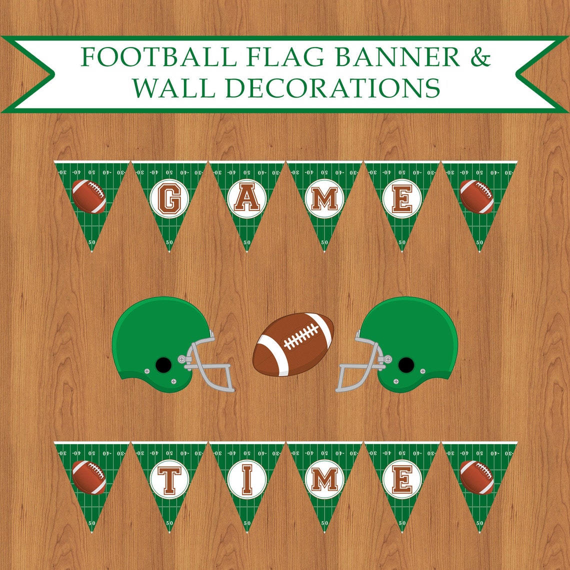 Football Themed Flag Pennant Banner - Etsy