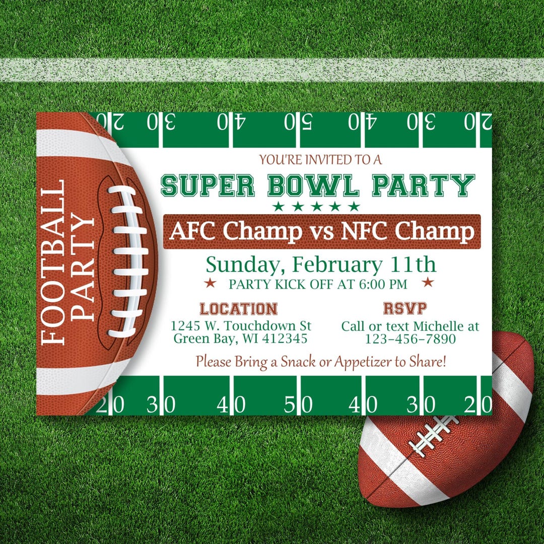Football Invitation, Football Invite, Football Party, Digital Football ...
