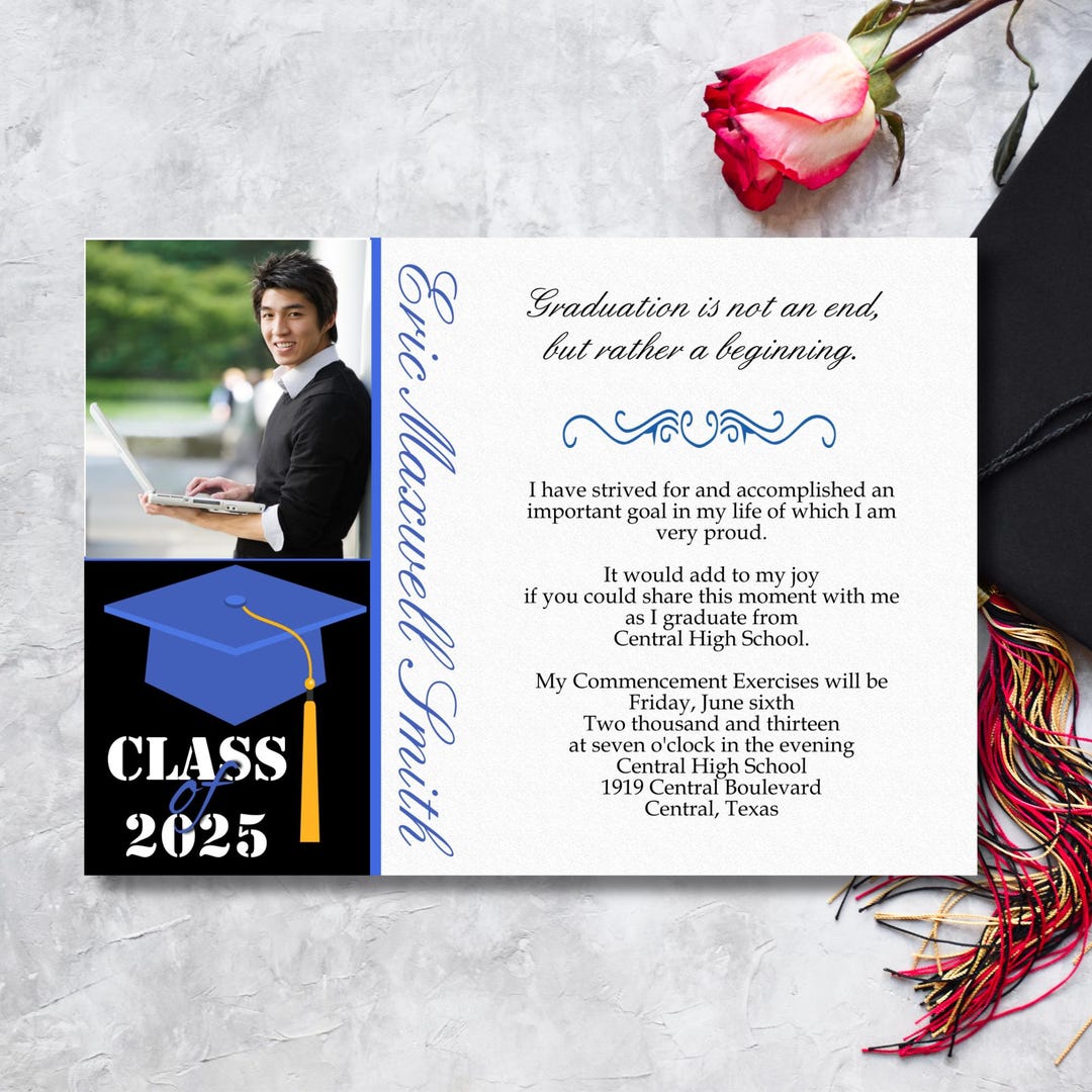Personalized Graduation Photo Announcement, Photo Graduation Invitation ...