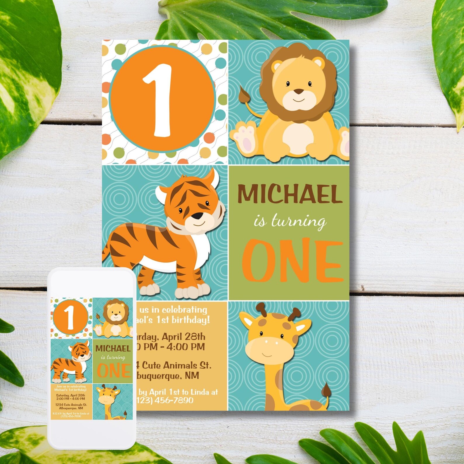 Animals Birthday Invitation, Zoo Animals Invites, Safari Animals Invite ...