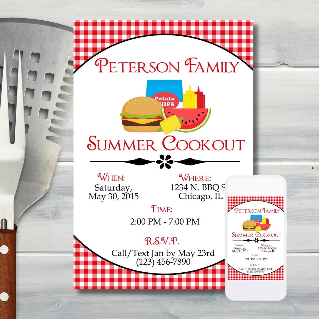 Customizable Summer BBQ & Family Reunion Invitation Template | 4th of ...
