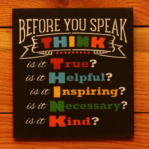 Think Before You Speak. Classroom Decor. Classroom Sign. | Etsy