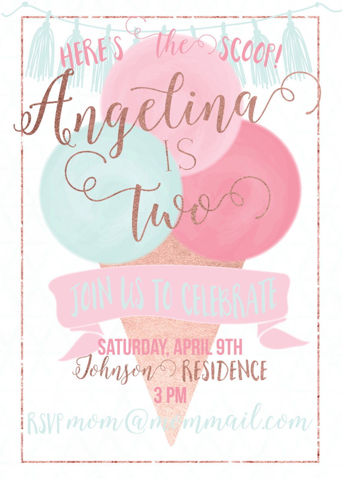 Ice Cream Invitation-ice Cream Party-printable Invitation-custom ...