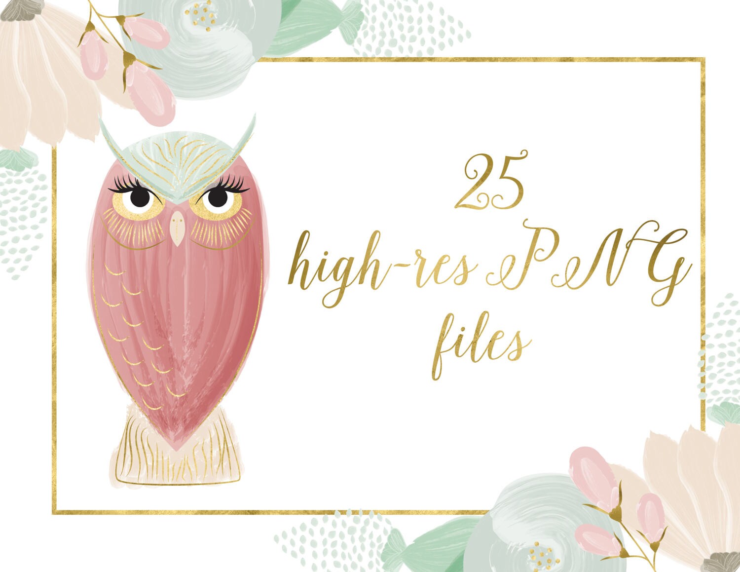 Floral Clipart-owl Clipart-spring Clipart-owl-floral Print-pastel ...