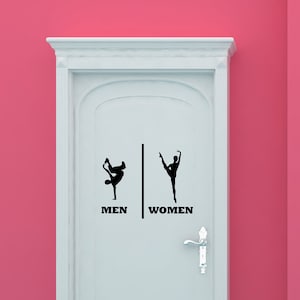 Bathroom Door Sign, Dance Studio Wall Decal, Restrooms Artwork, Men ...