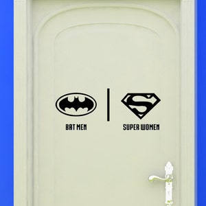 Superhero Wall Decor, Bathroom Door Sign, Restroom Door Decal, Bathroom ...