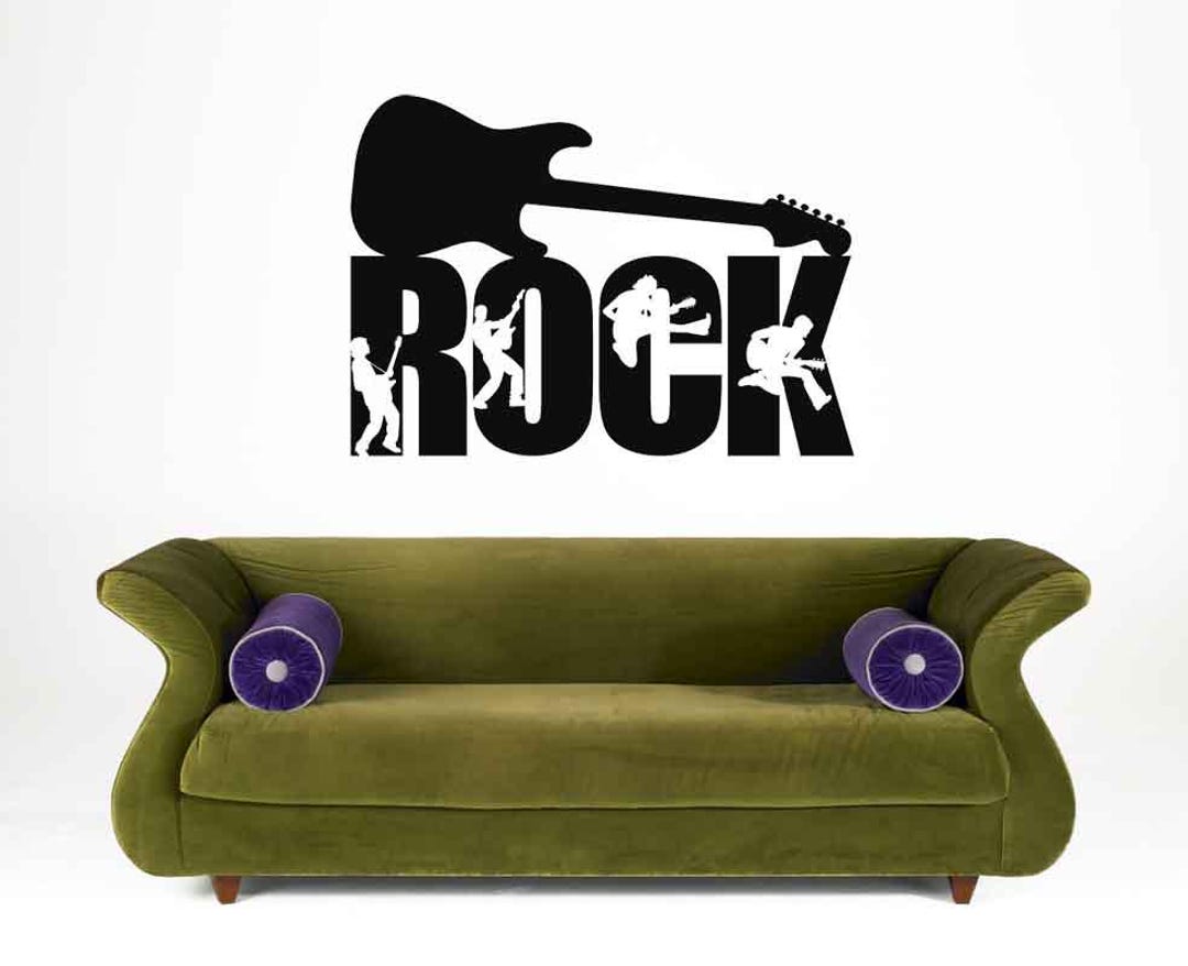 Guitar Wall Decal, Music Room Wall Art, Rock Band Wall Sticker, Rock ...