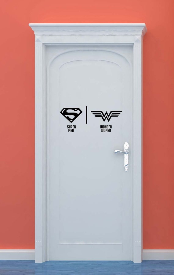 Superhero Bathroom Door Decal Restroom Wall Sign Men's - Etsy UK