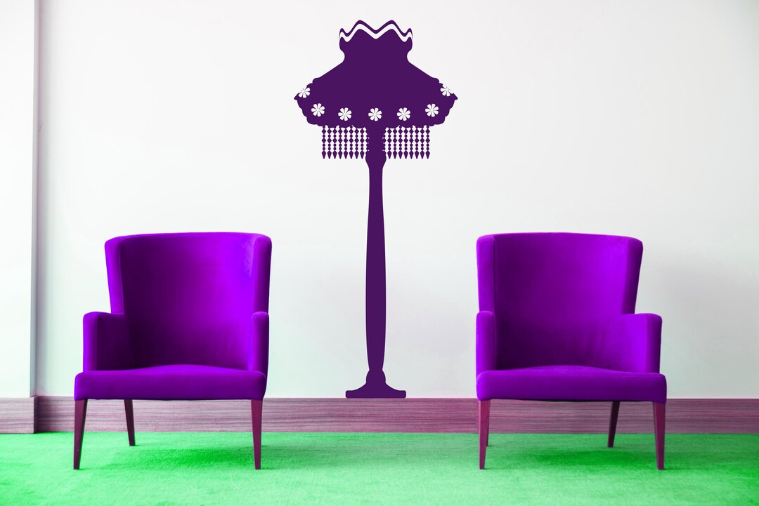 Vintage Lamp Wall Decal, Standing Floor Light Sticker, Playhouse Decor ...