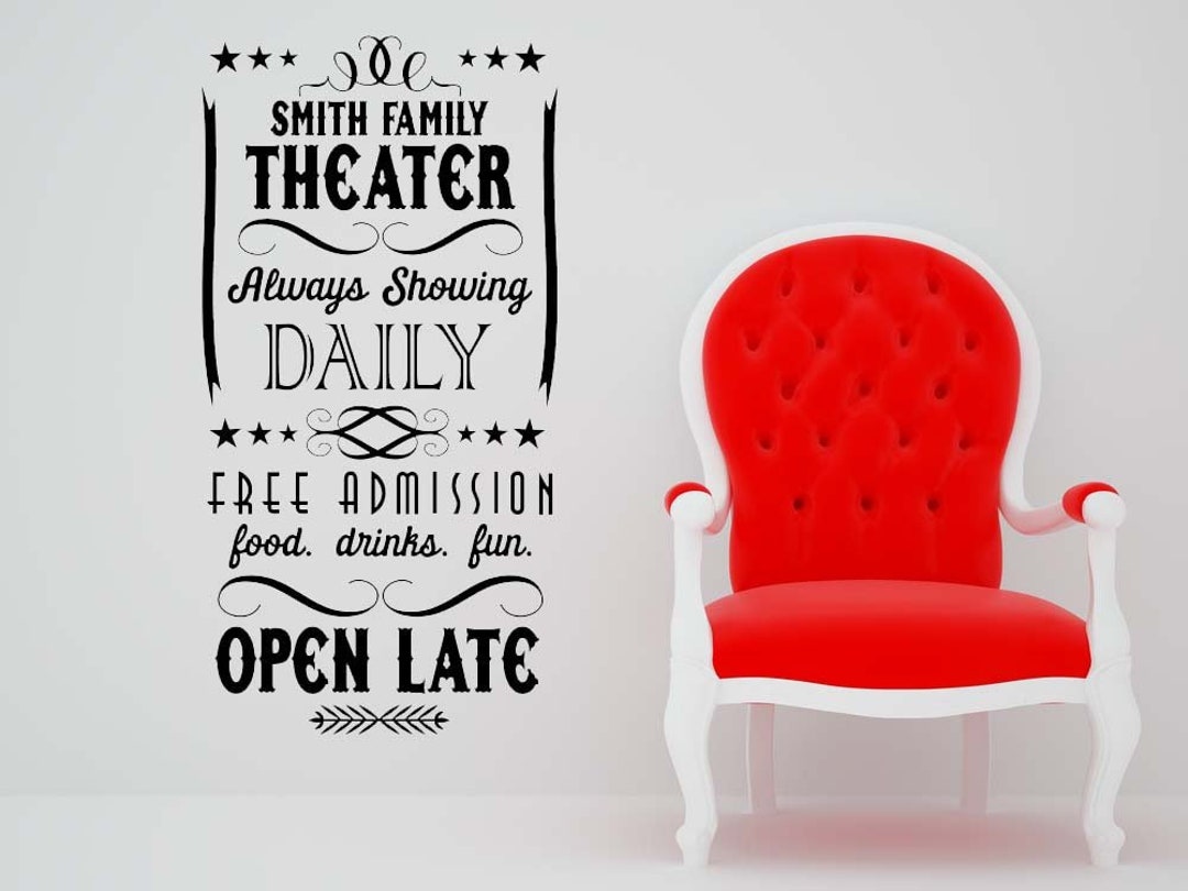 Theater Room Decor, Custom Family Sign, Home Theatre Decal ...