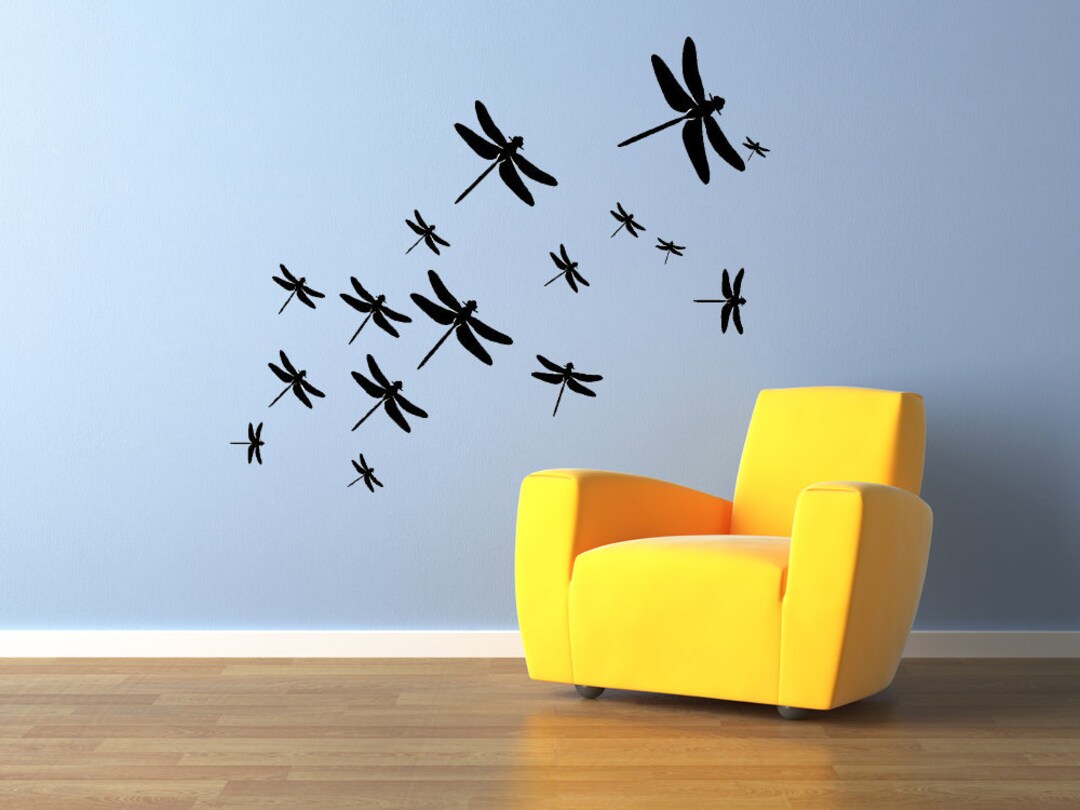 Dragonfly Wall Decal, Flying Dragonflies Wall Art, Insect Wall Stickers ...