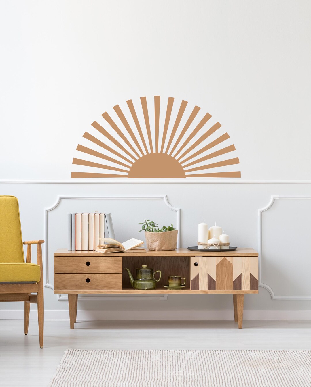Half Sun Wall Decal, Sunburst Wall Decor, Sunshine Sticker, Here Comes ...