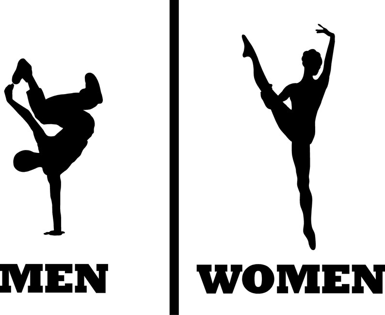 Bathroom Door Sign, Dance Studio Wall Decal, Restrooms Artwork, Men ...