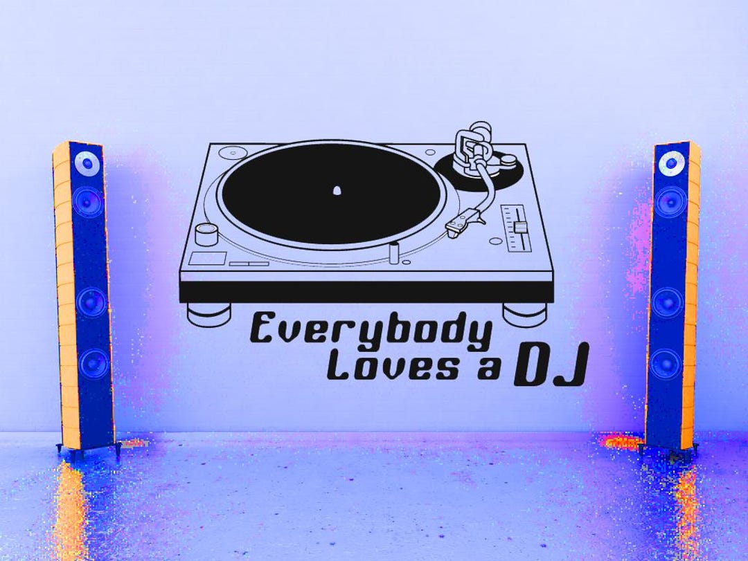 DJ Turntable Wall Decal, Music Studio Decor, DJ Booth Wall Art, Vinyl ...