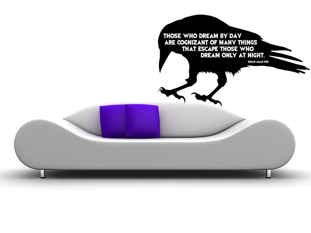 Edgar Allan Poe Art, the Raven, Poem Decor, Raven Wall Decal, Iconic ...