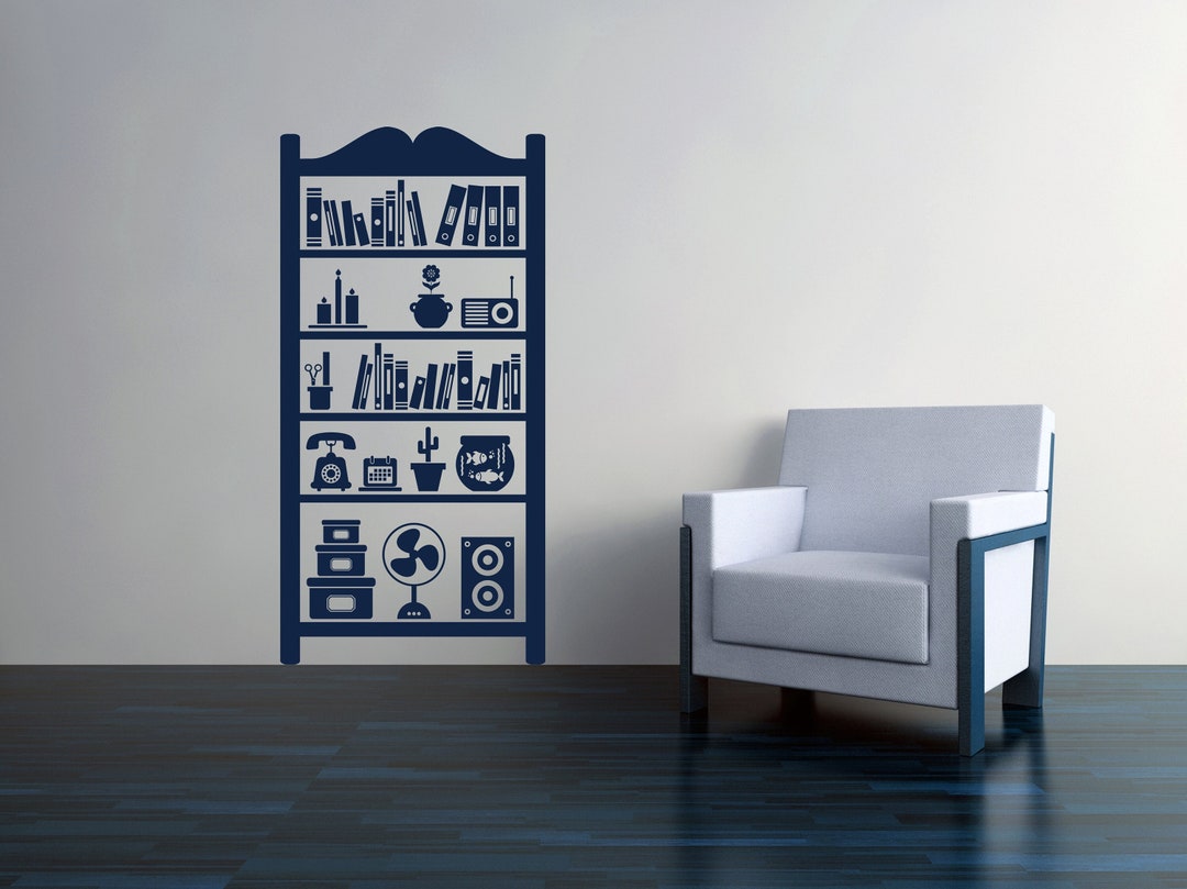 Bookshelf Wall Decal, Book Shelf Decor, Pretend Play Decoration, Kid's ...