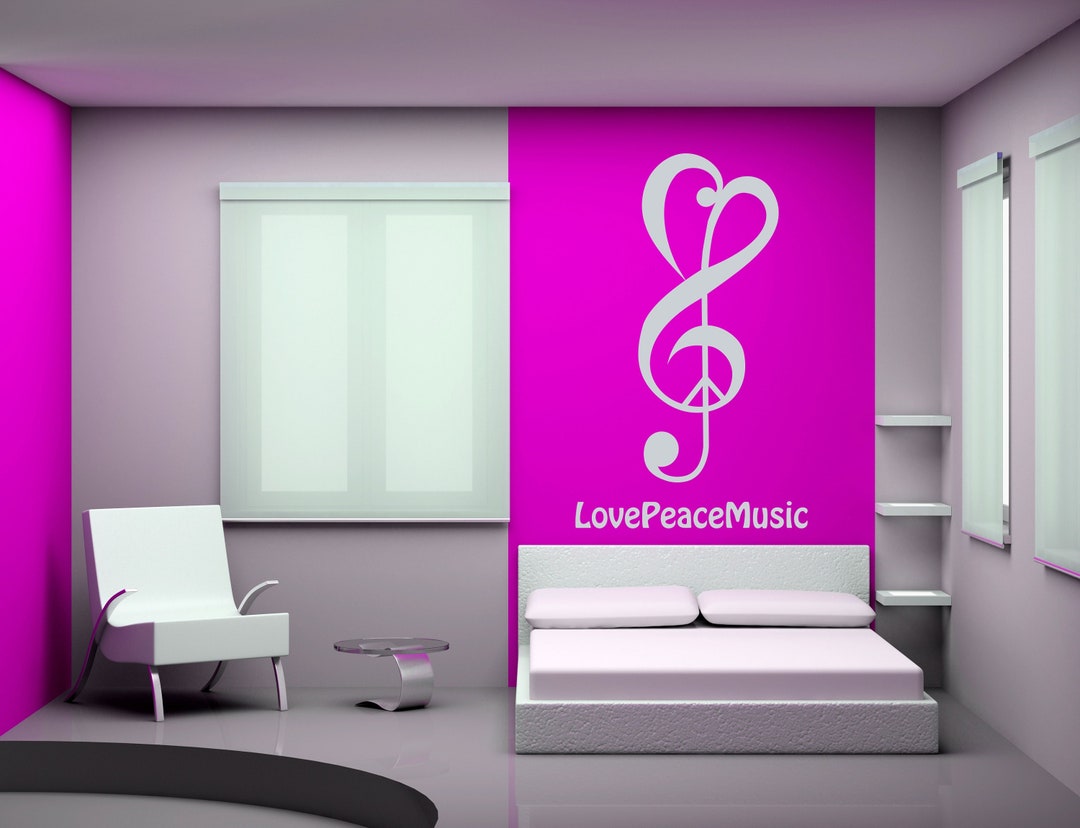 Treble Clef Heart Sign, Peace Sign Decor, Bass Clef Heart, Music Wall ...