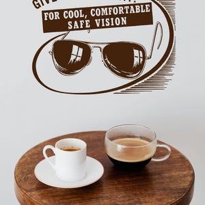 Sunglasses Decal, Glasses Wall Art, Man Cave Wall Decor, Aviator Wall ...