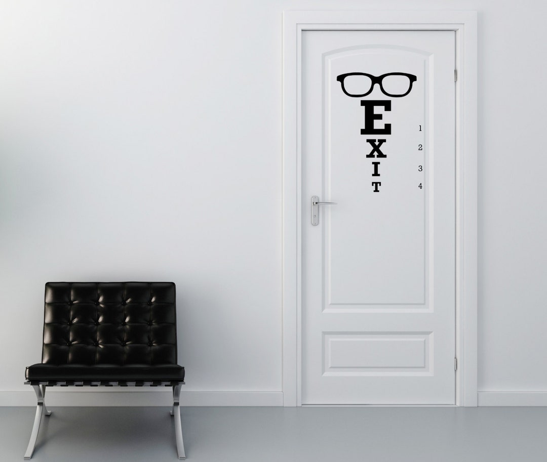 Exit Sign Optometrist Wall Decal, Exit Snellen Eye Chart Door Sign ...
