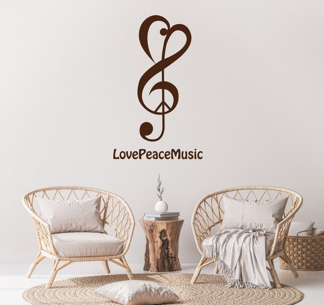 Treble Clef Heart Sign, Peace Sign Decor, Bass Clef Heart, Music Wall ...