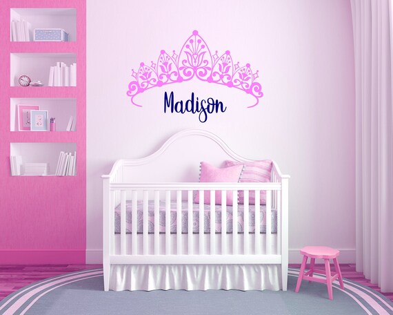 Princess Crown Wall Decor Tiara for Girls Decal Personalized | Etsy