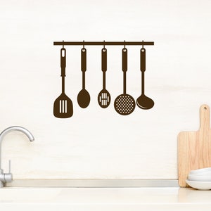 Kitchen Utensils Wall Decal, Hanging Cooking Utensils Wall Art, Pretend ...
