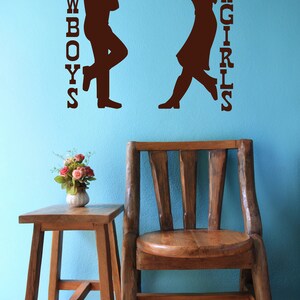 Bathroom Western, Restroom Door Sign, Men, Women, Cowboys Wall Decal ...