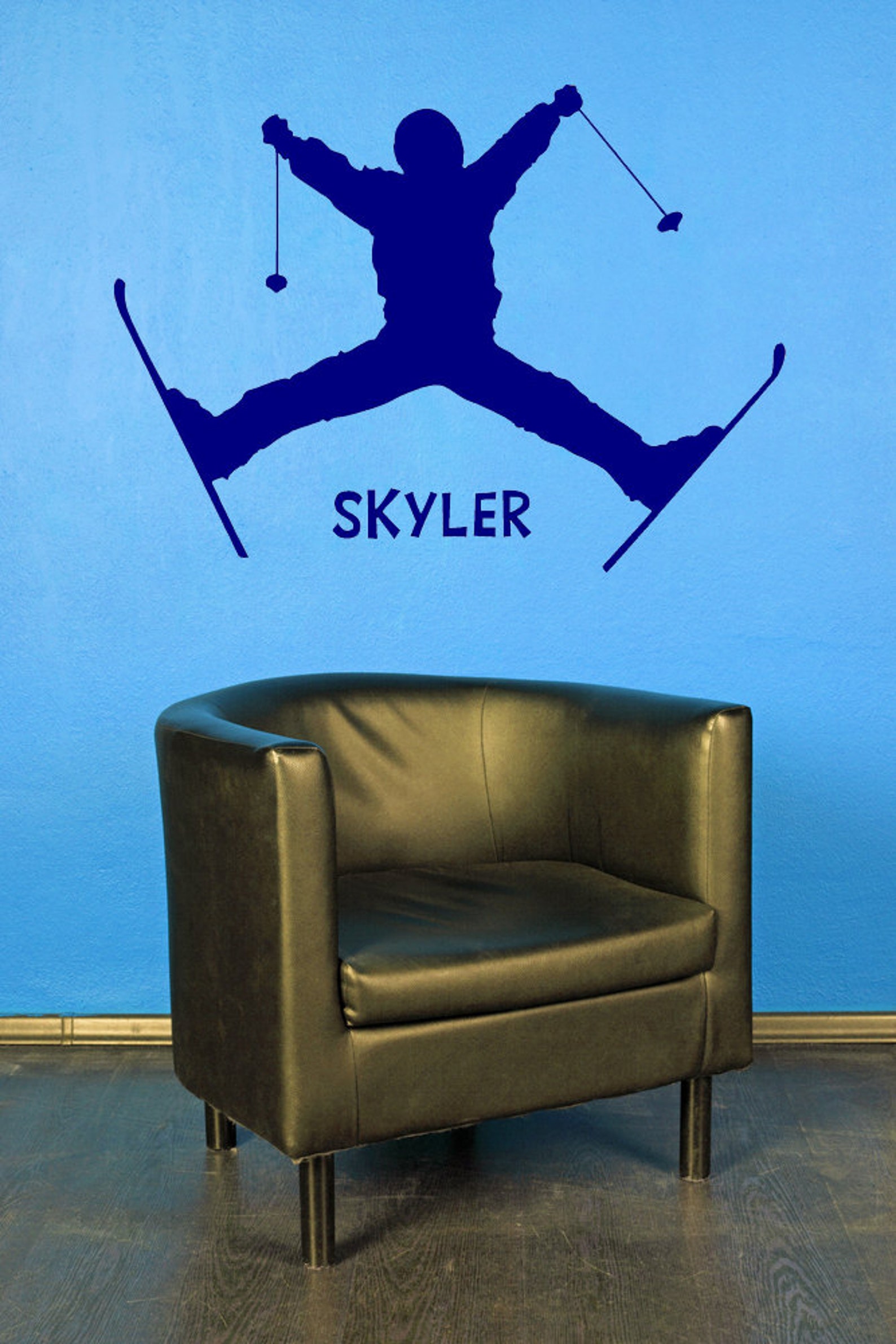 Personalized Ski Decal, Skier Wall Art, Custom Name Sign, Snow Sports ...
