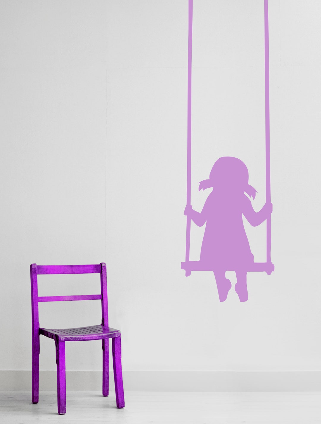 Swing Wall Decal, Toddler Silhouette, Playground Decor, Girl on a Swing ...
