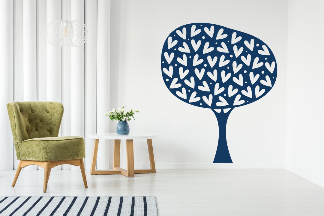 Tree With Hearts Wall Decal, Heart Tree Wall Art, Tree of Love Design ...