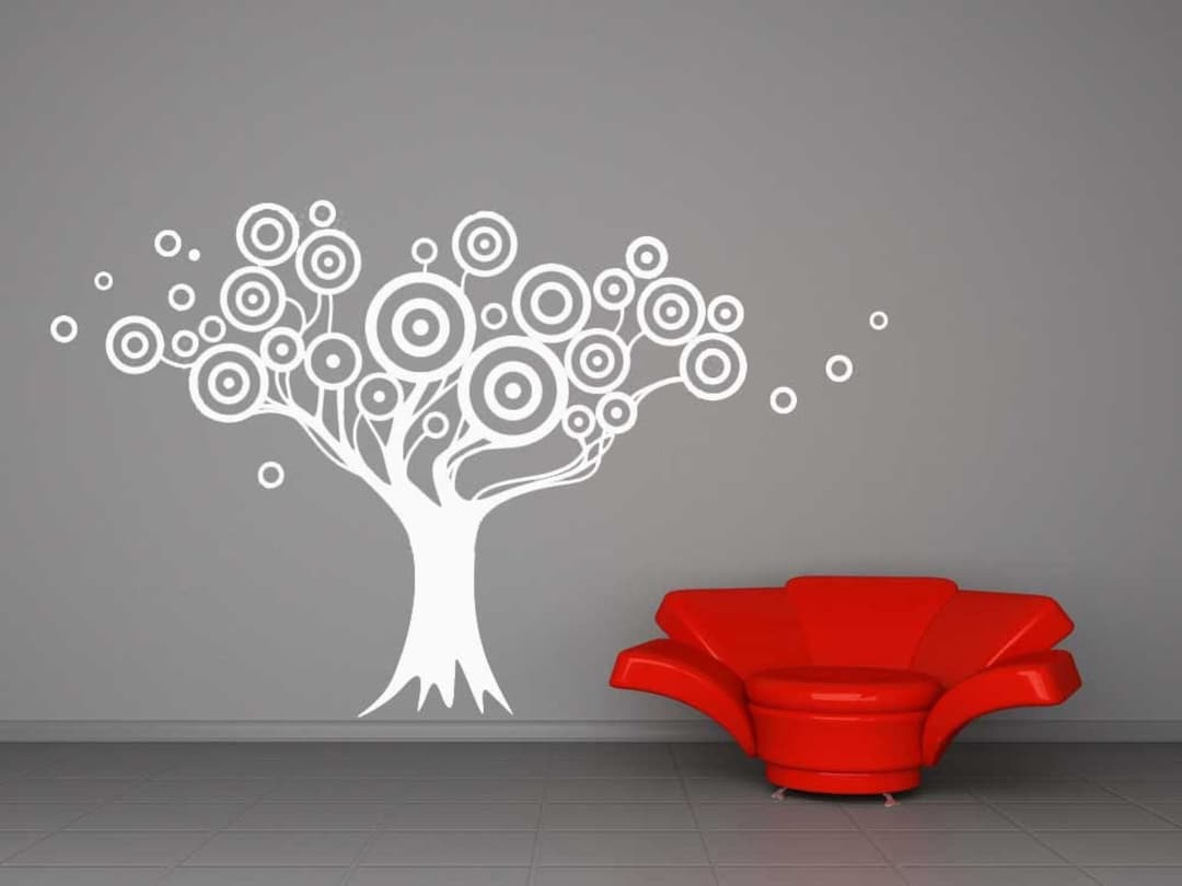 Tree Wall Decal, Bullseye Wall Art, Polka Dot Vinyl Sticker, Eclectic ...